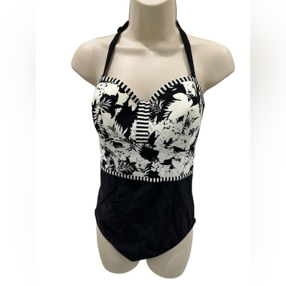 Figleaves | Swim | Figleaves Halter Open Back Color Block One Piece ...